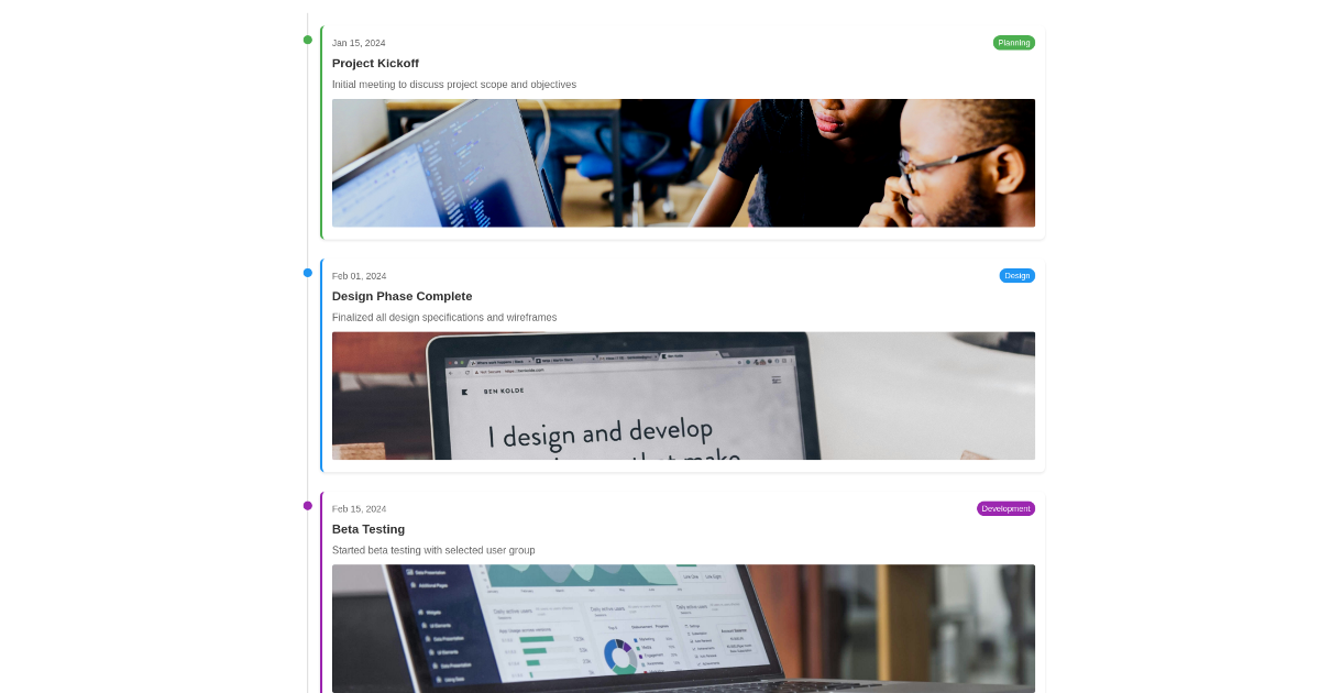 Dynamic Timeline Component - Free Angular, Css Component
