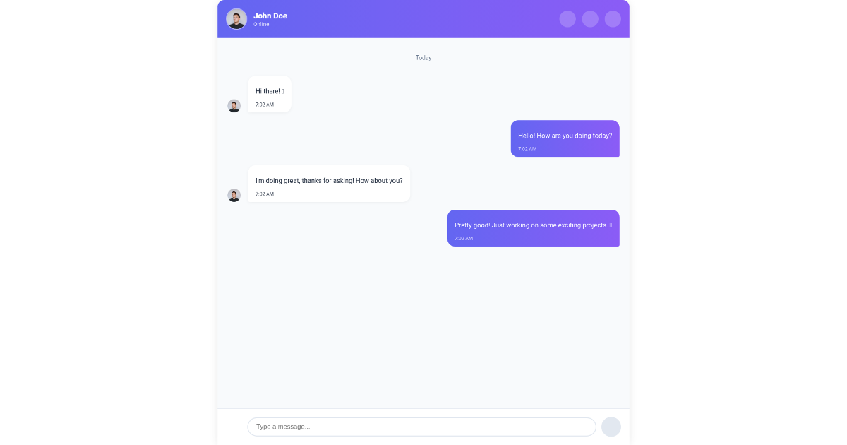 Chat Interface Component - Free Angular, Css Component