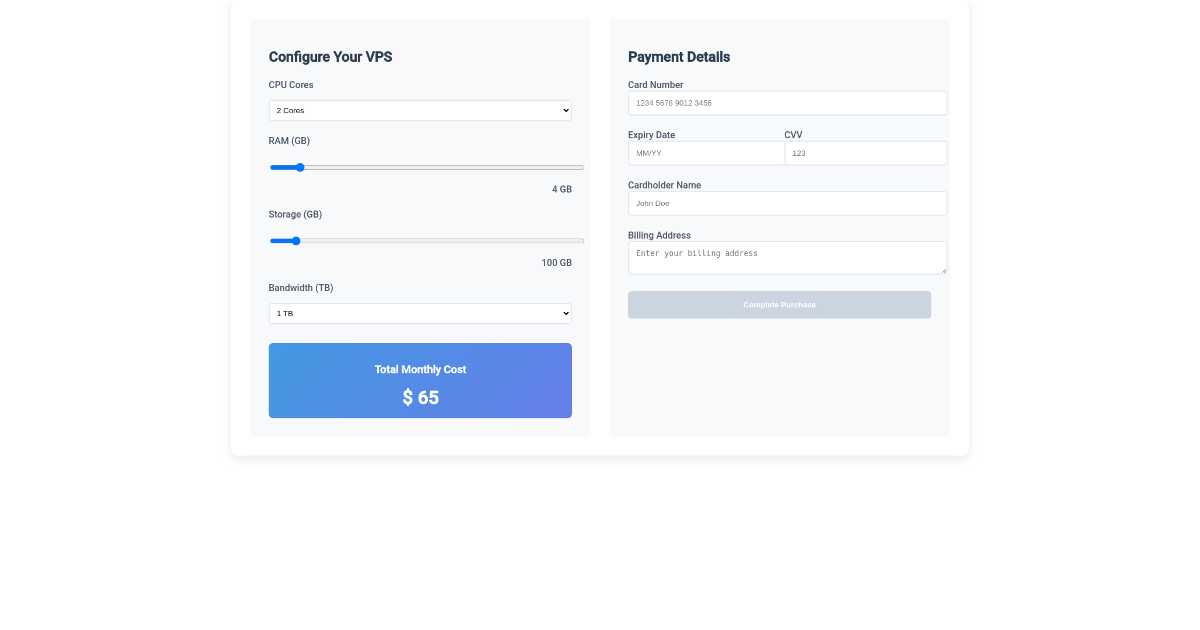 V P S Payment Interface - Free Angular, Css Component