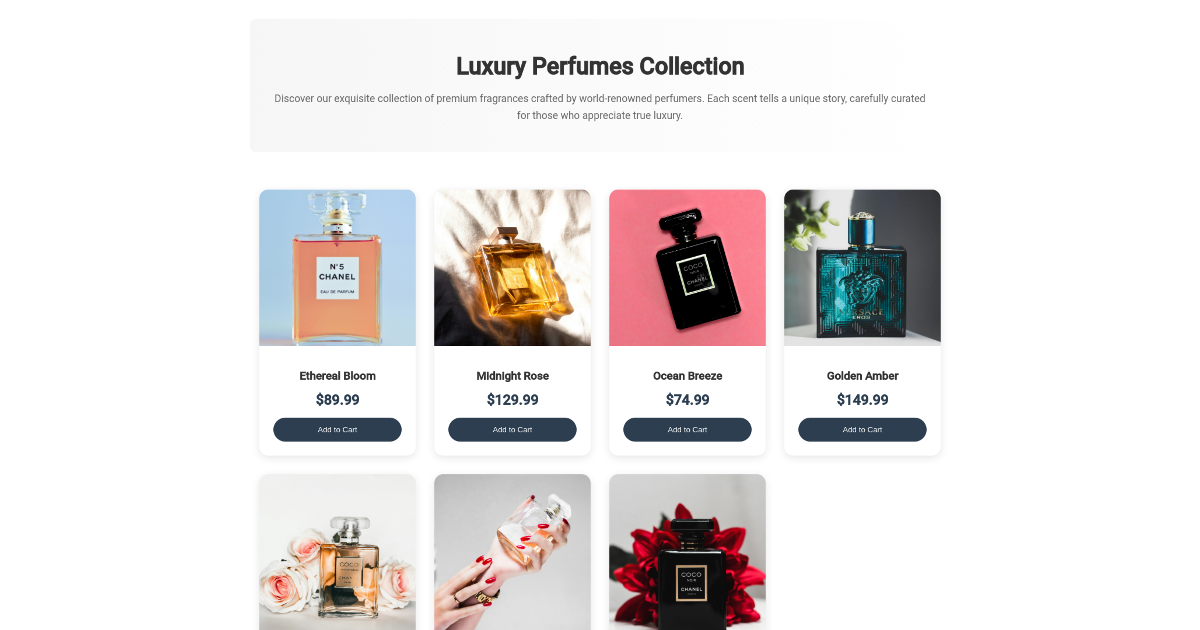 Perfume List - Free Angular, Css Component