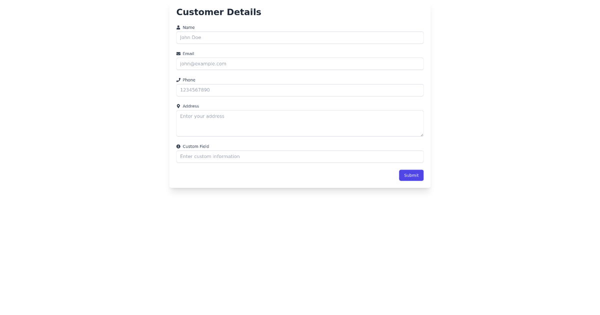 Customer Details Form - Free React, Tailwind Component