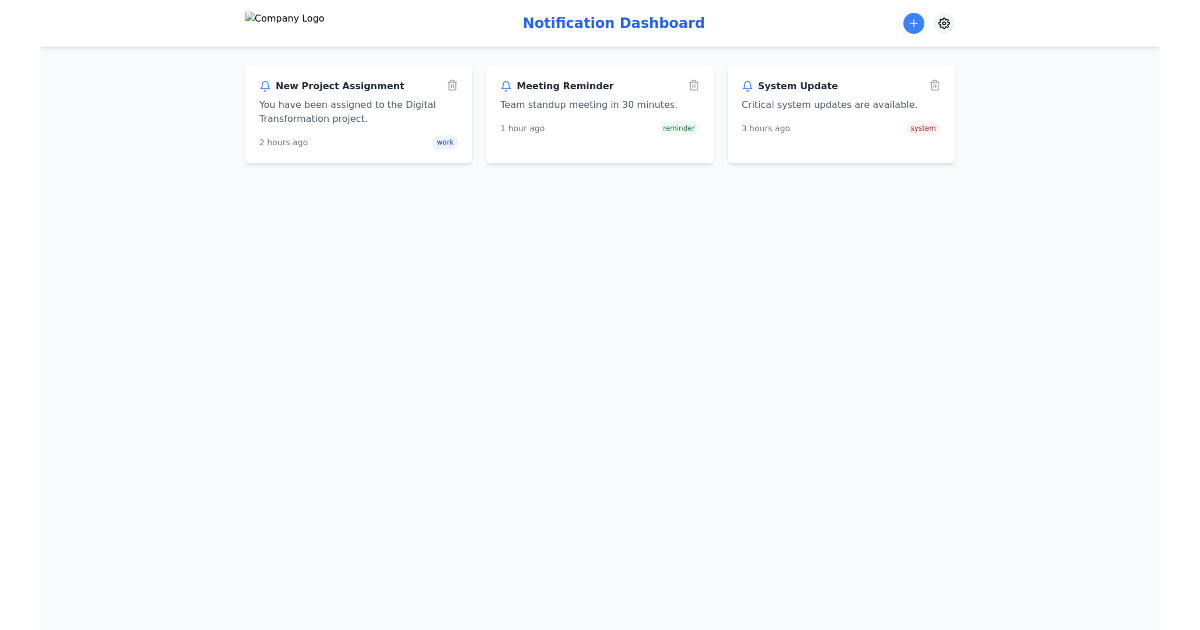 Notification Dashboard - Free React, Tailwind Component