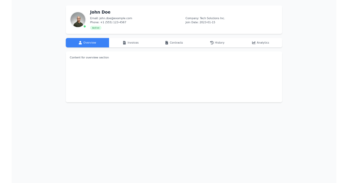 Customer Detail View - Free React, Tailwind Component