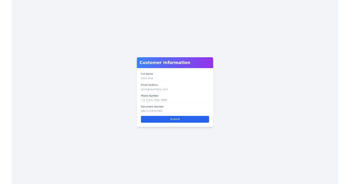 Customer Information Card - Free Html, Tailwind Component
