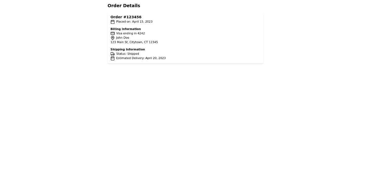 Customer Order Details - Free React, Tailwind Component