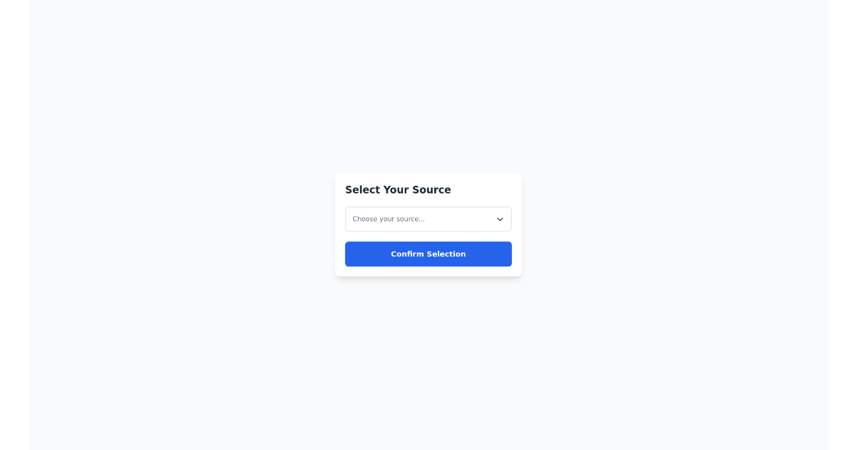 Source Selector - Free React, Tailwind Component