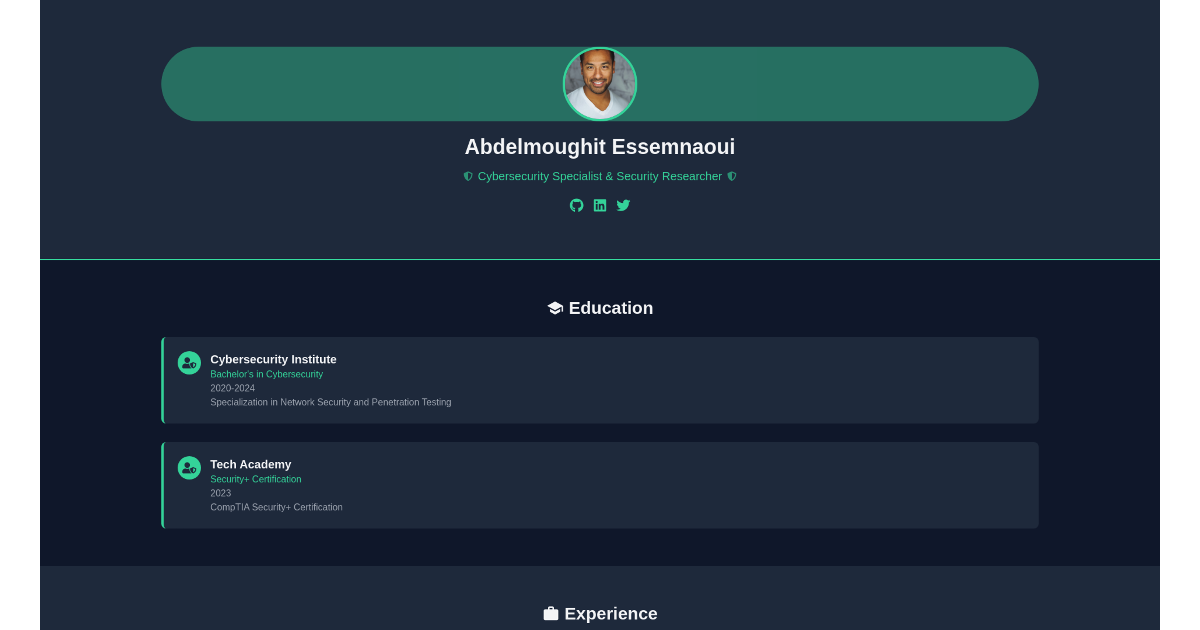 Portfolio - Free React, Tailwind Component