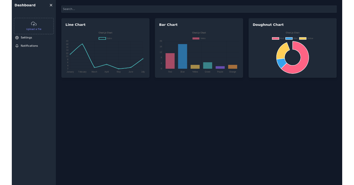 Responsive Dark Dashboard UI with Collapsible Sidebar and Data ...