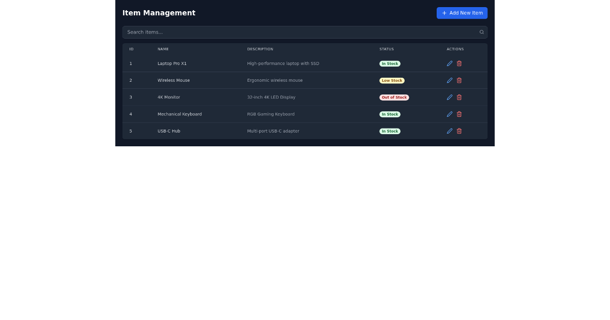 Item List Table - Free React, Tailwind Component