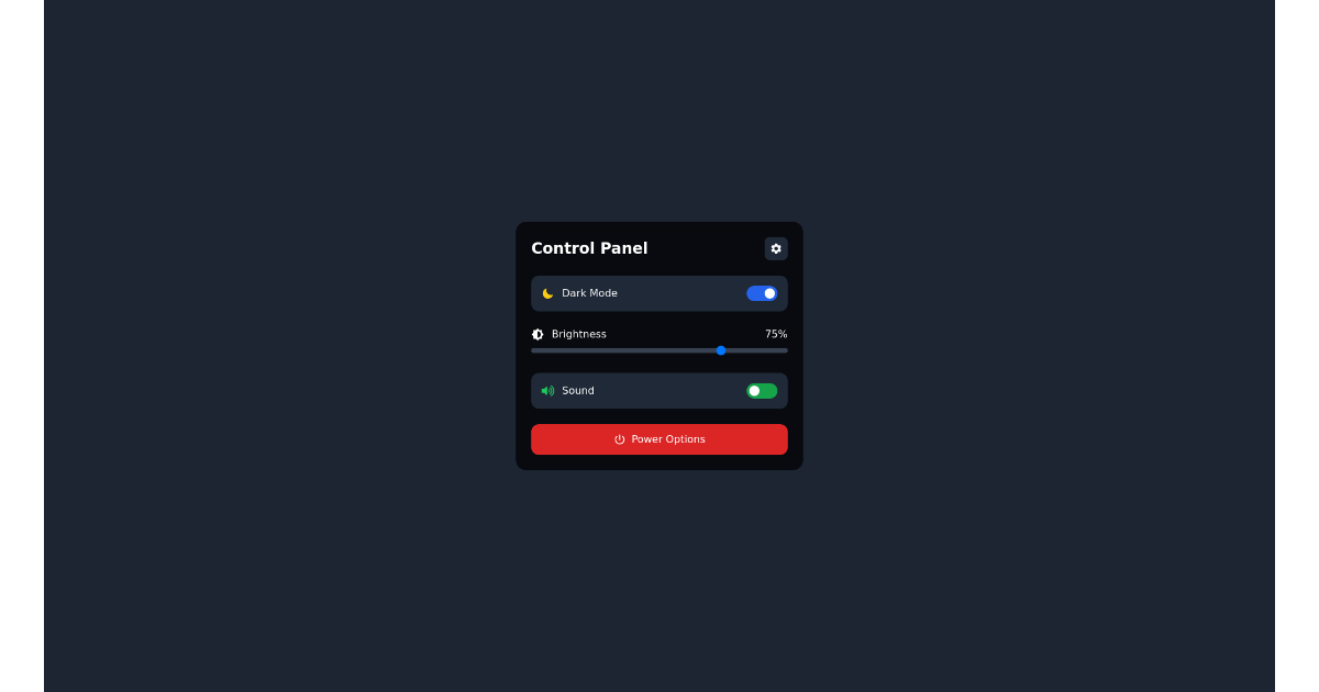 Control Panel - Free React, Tailwind Component
