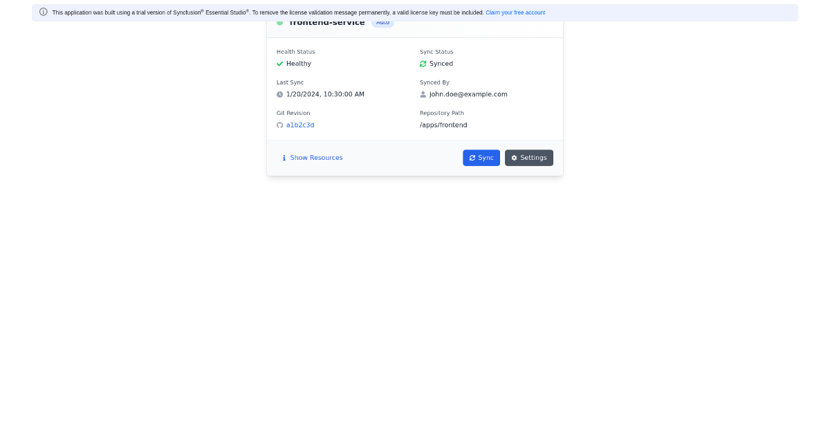 Argo Deployment Card - Free React, Tailwind Component
