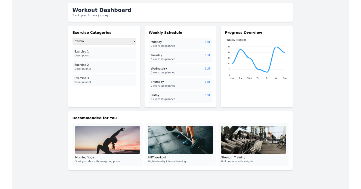 Exercise Plan Dashboard - Free Angular, Tailwind Component