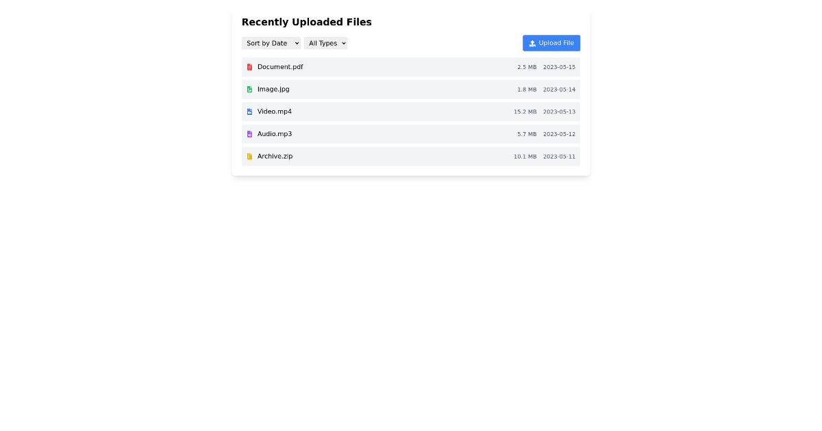 File Upload List - Free React, Tailwind Component