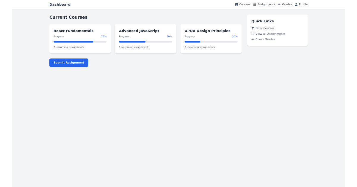 Dashboard Page Header - Your Course Management Hub