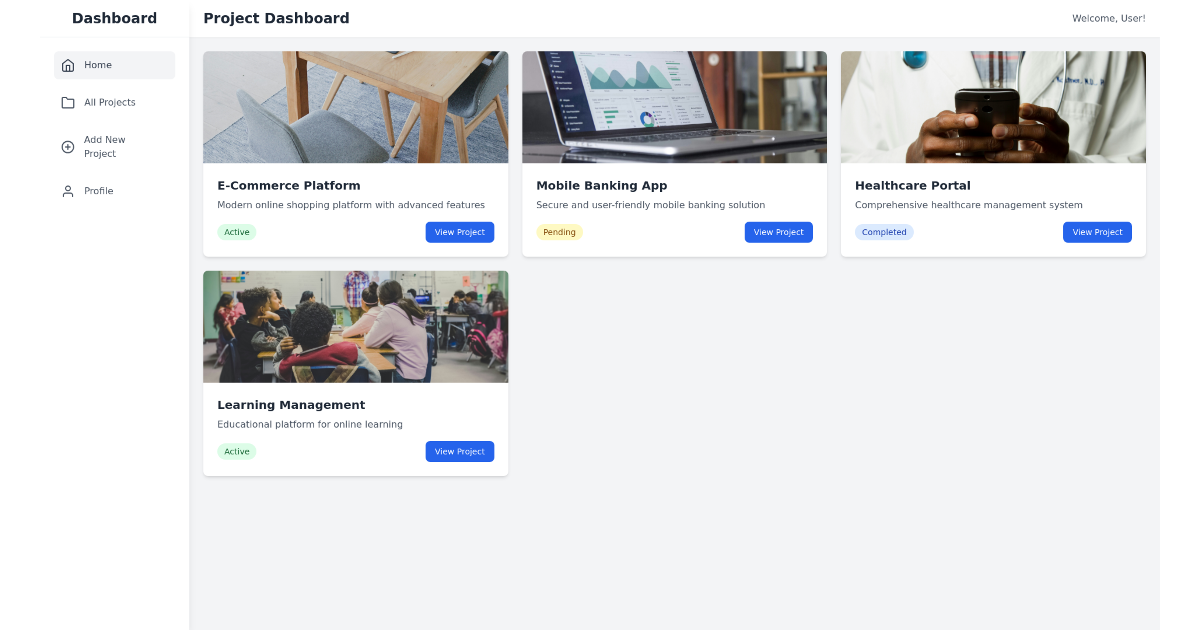 Project Dashboard - Free React, Tailwind Component