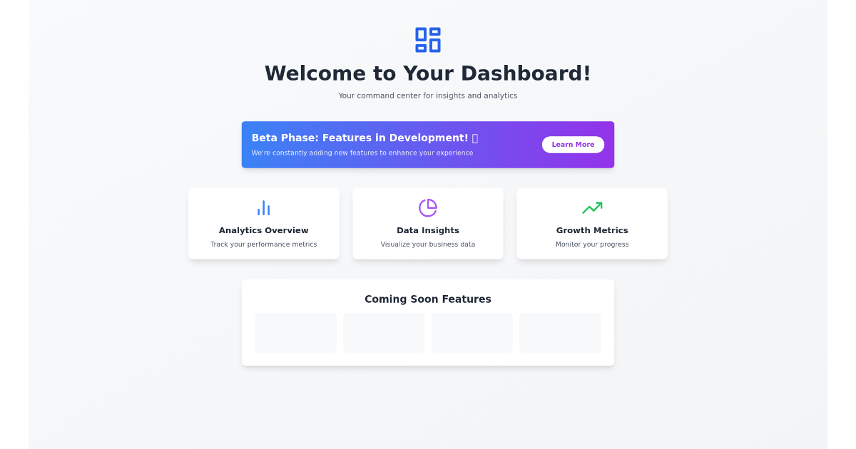 Dashboard Welcome - Free React, Tailwind Component