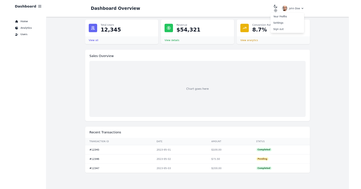 Build a Fixed Sidebar Dashboard Using Tailwind CSS and Alpine.js