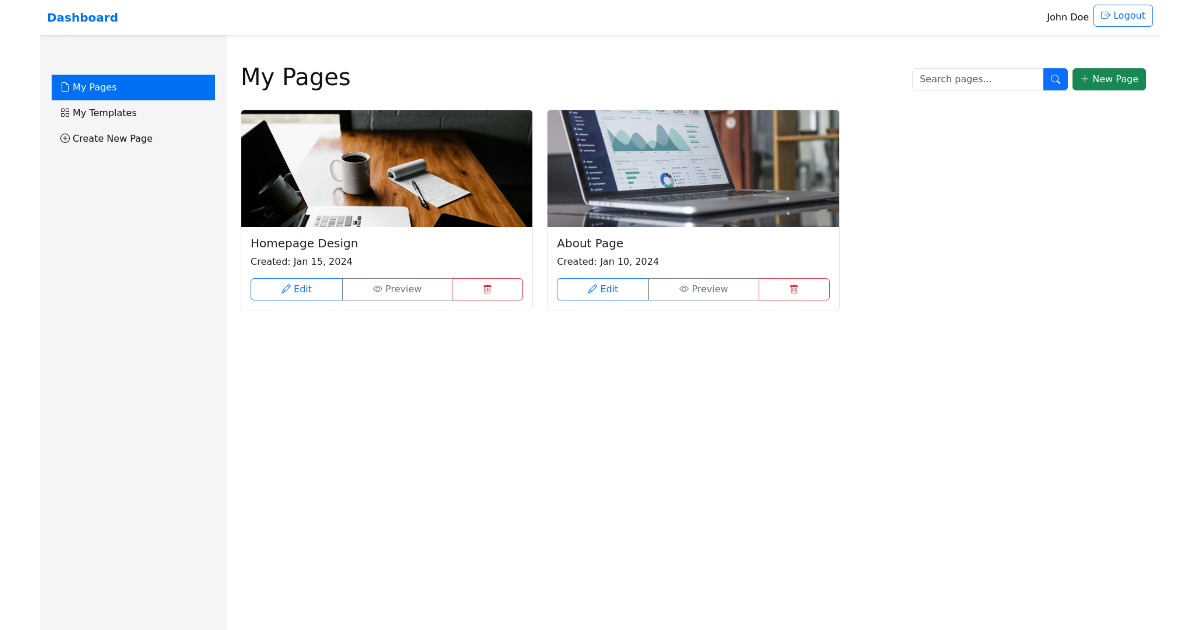 User Dashboard Interface - Free Html, Bootstrap Component