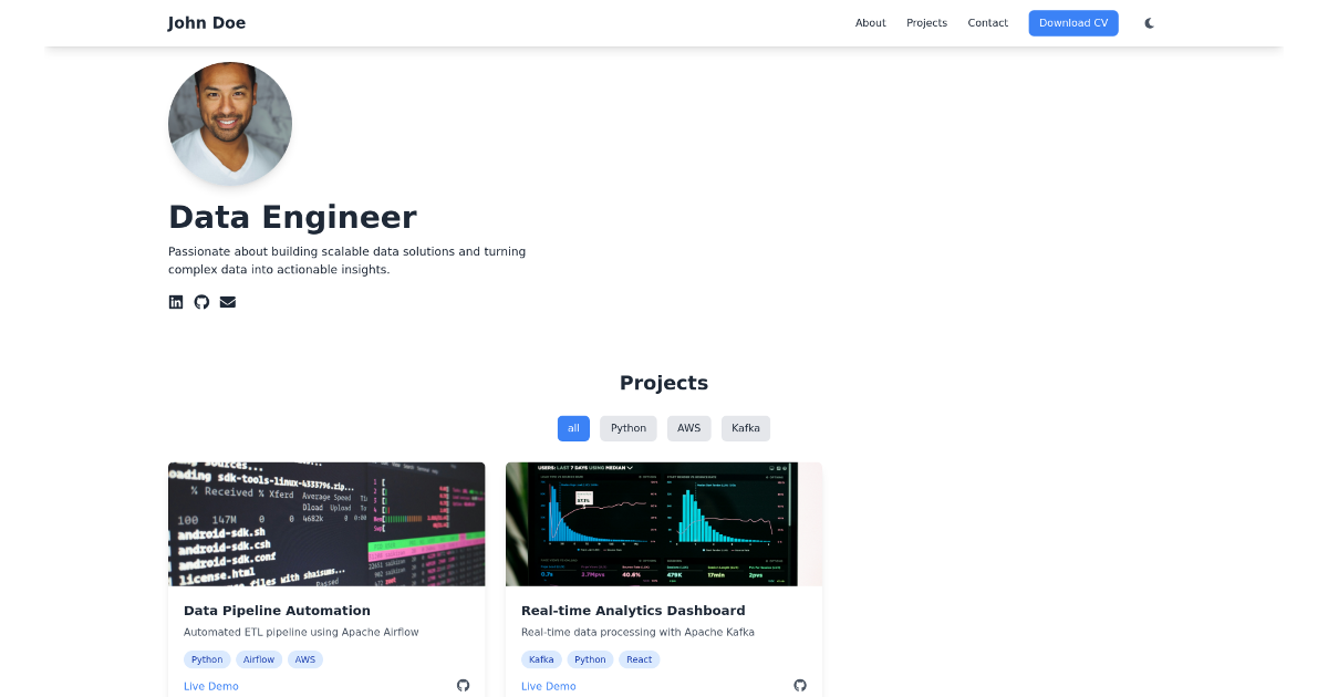 Portfolio - Free React, Tailwind Component