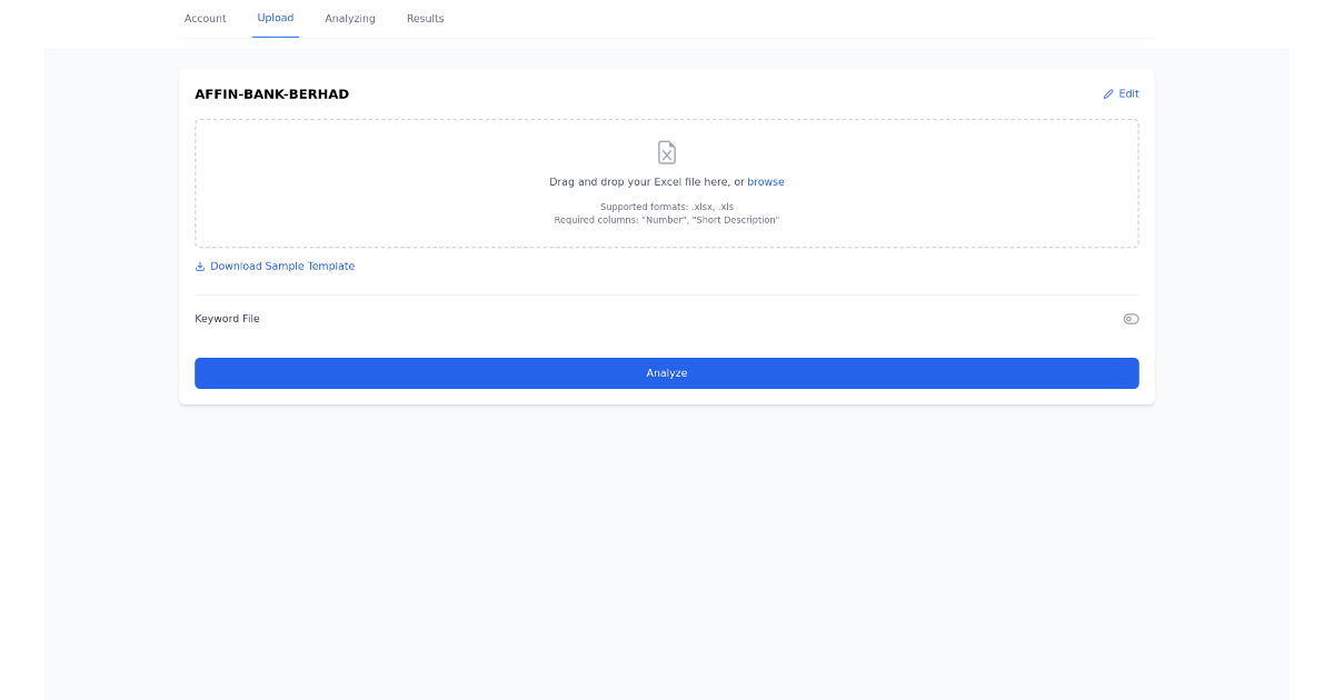 Data Upload Interface - Free React, Tailwind Component