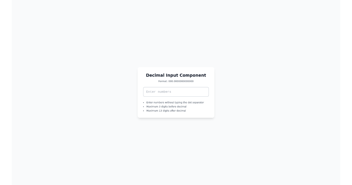 React Tailwind Decimal Input with Auto Dot Separator