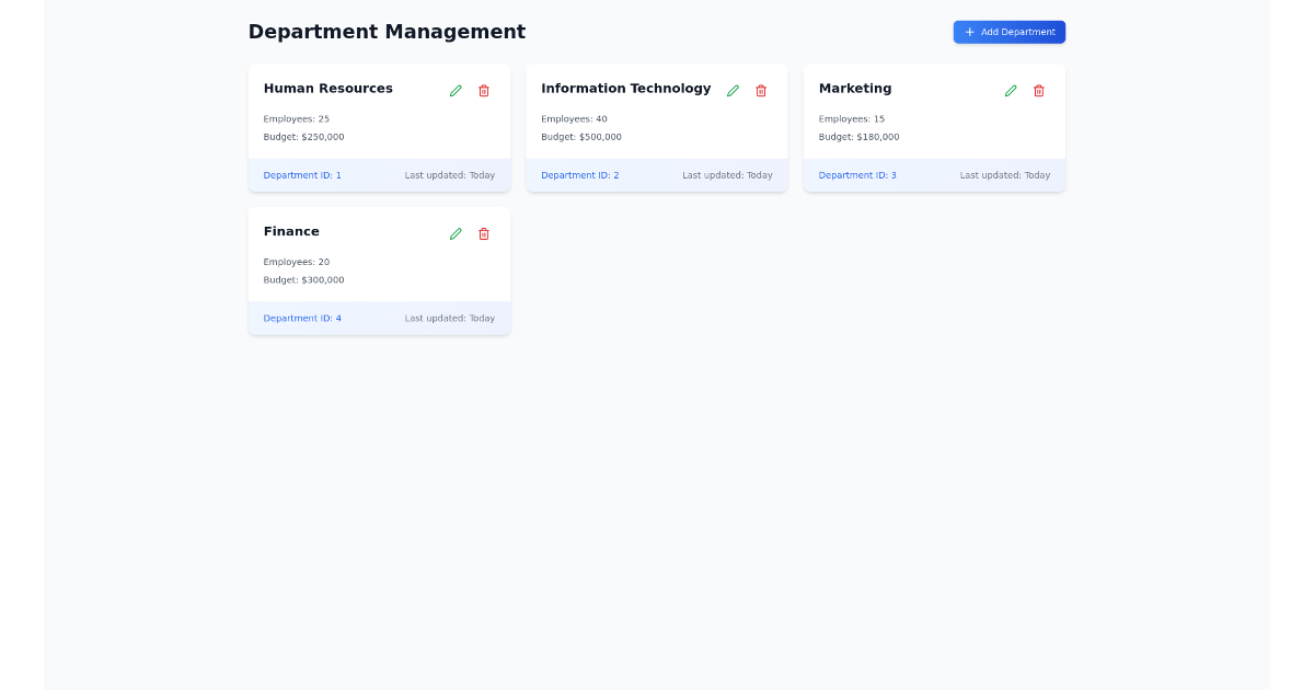 Department Management - Free React, Tailwind Component