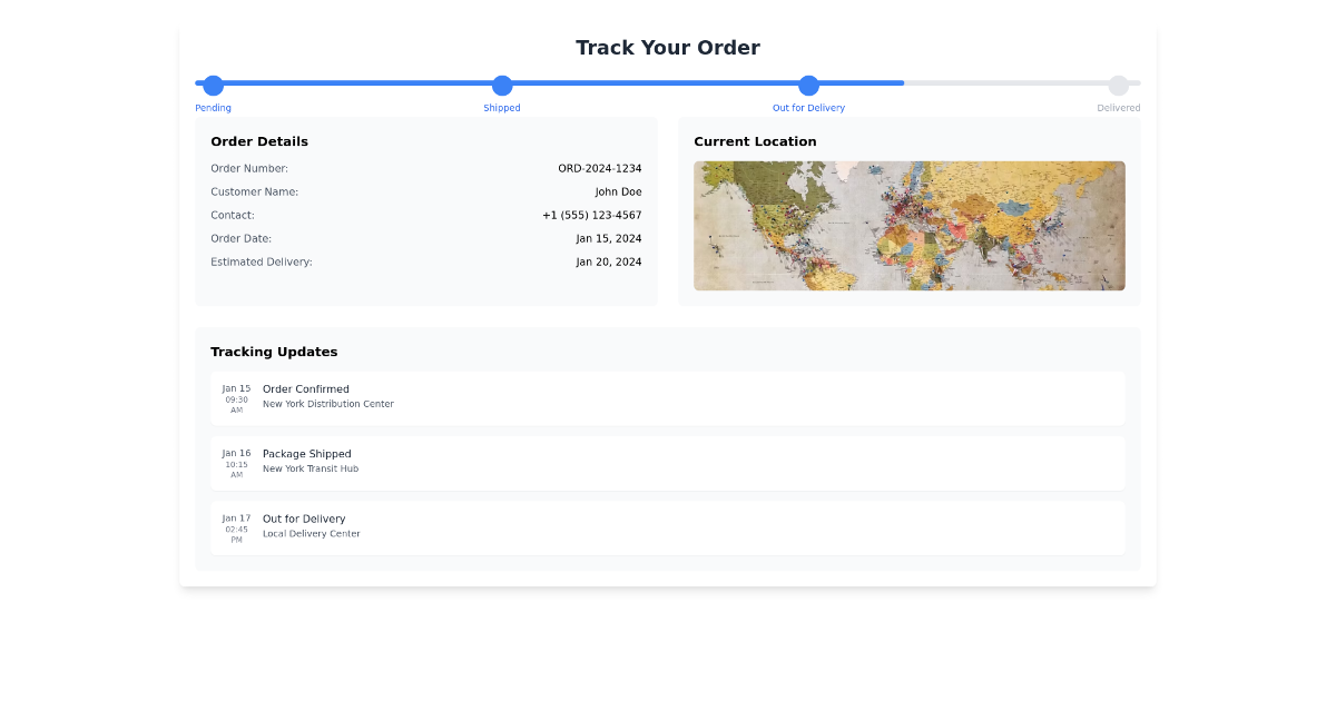 Track Order Component - Free Angular, Tailwind Component