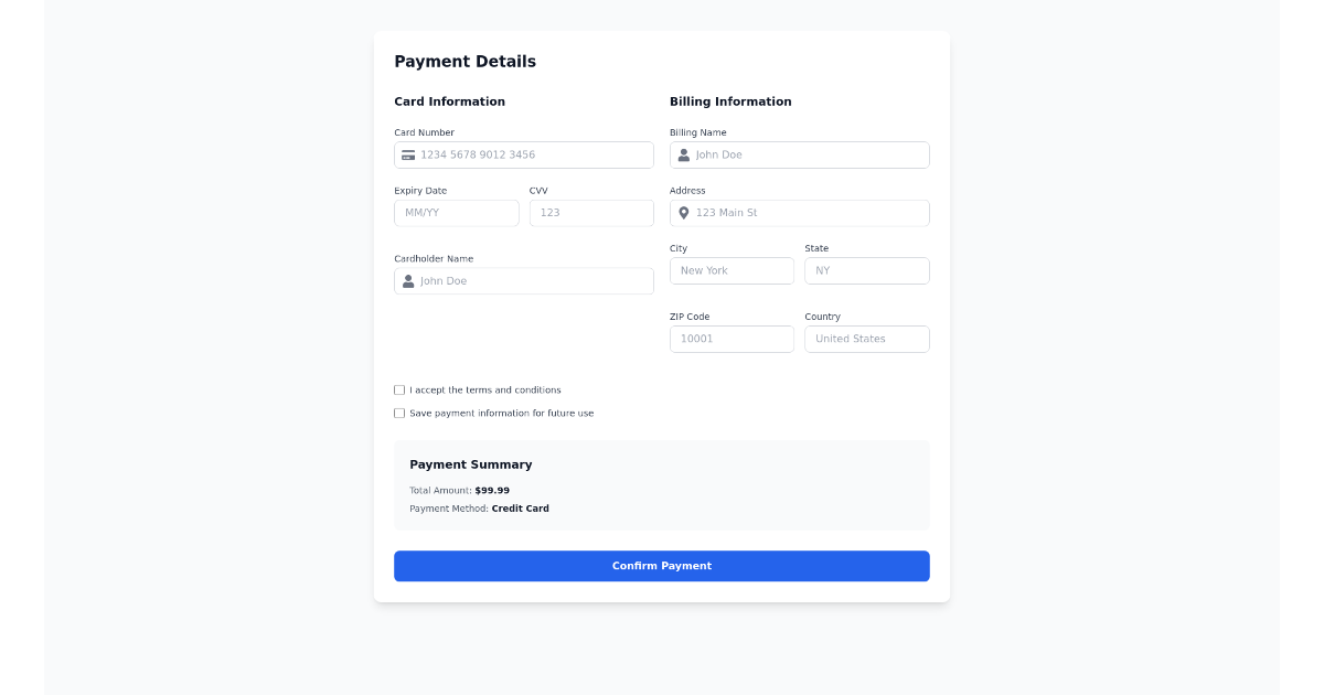 React & Tailwind Payment Gateway Design Components