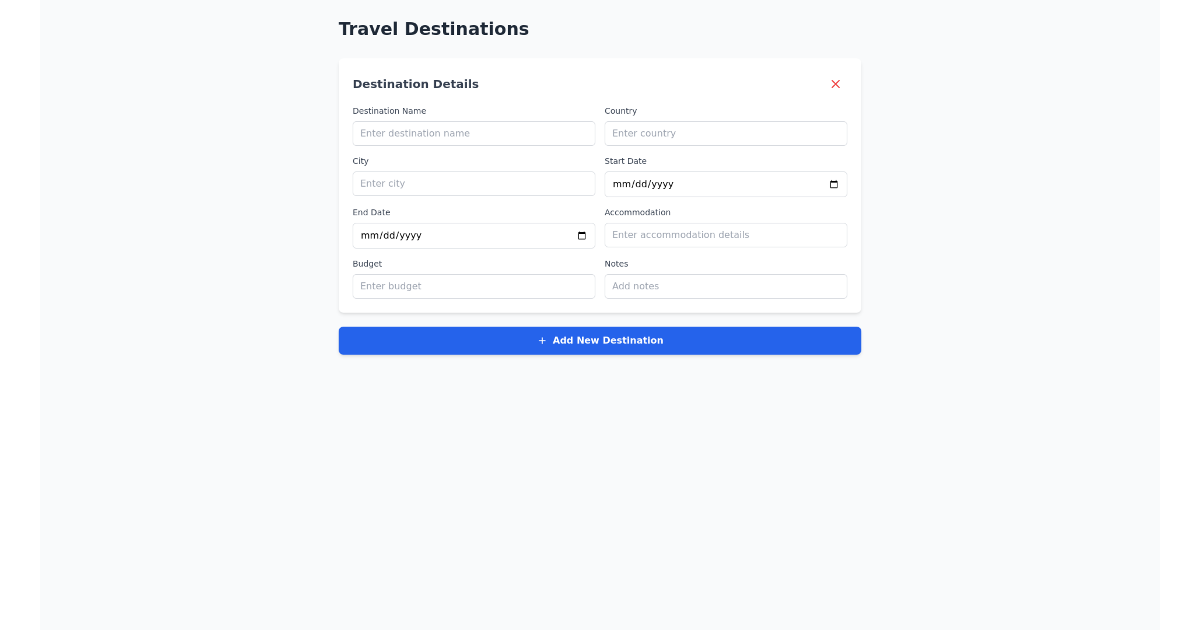 Destinations Dashboard Component - Free Html, Tailwind Component