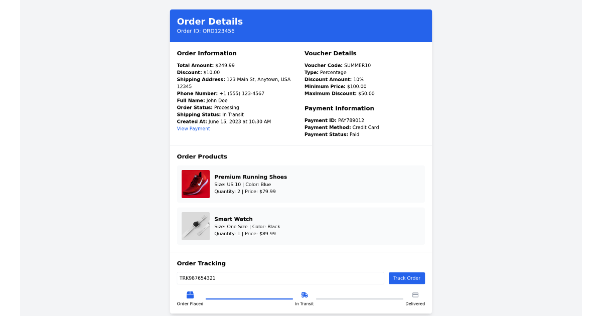 Order Detail Page - Free React, Tailwind Component