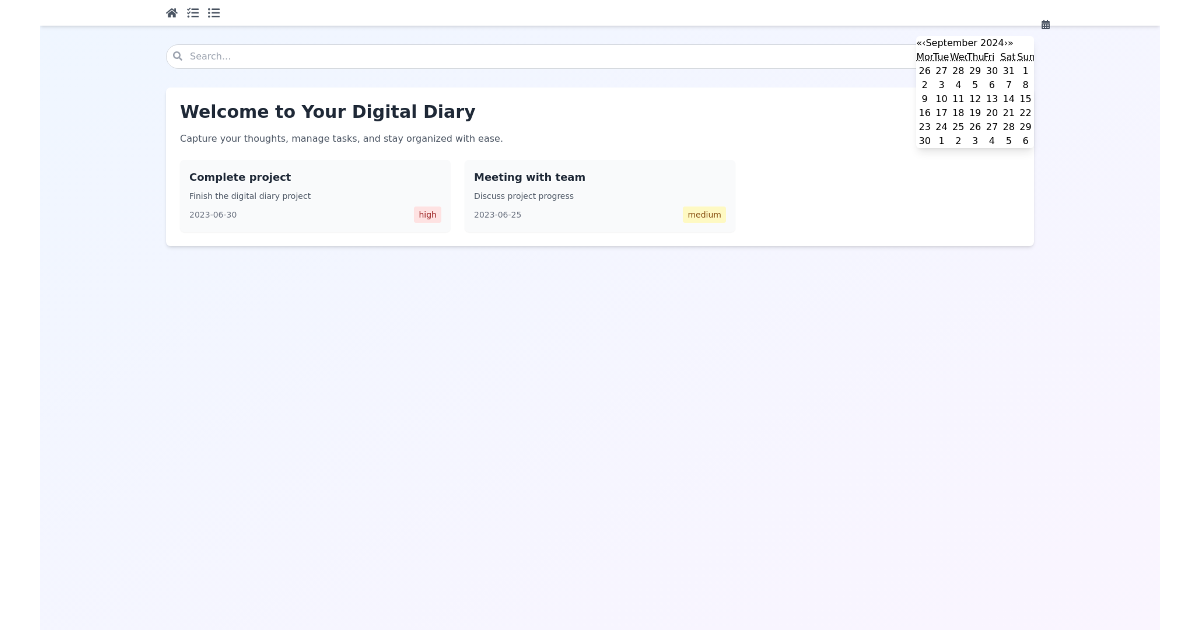 Elegant Digital Diary React Template with Tailwind CSS