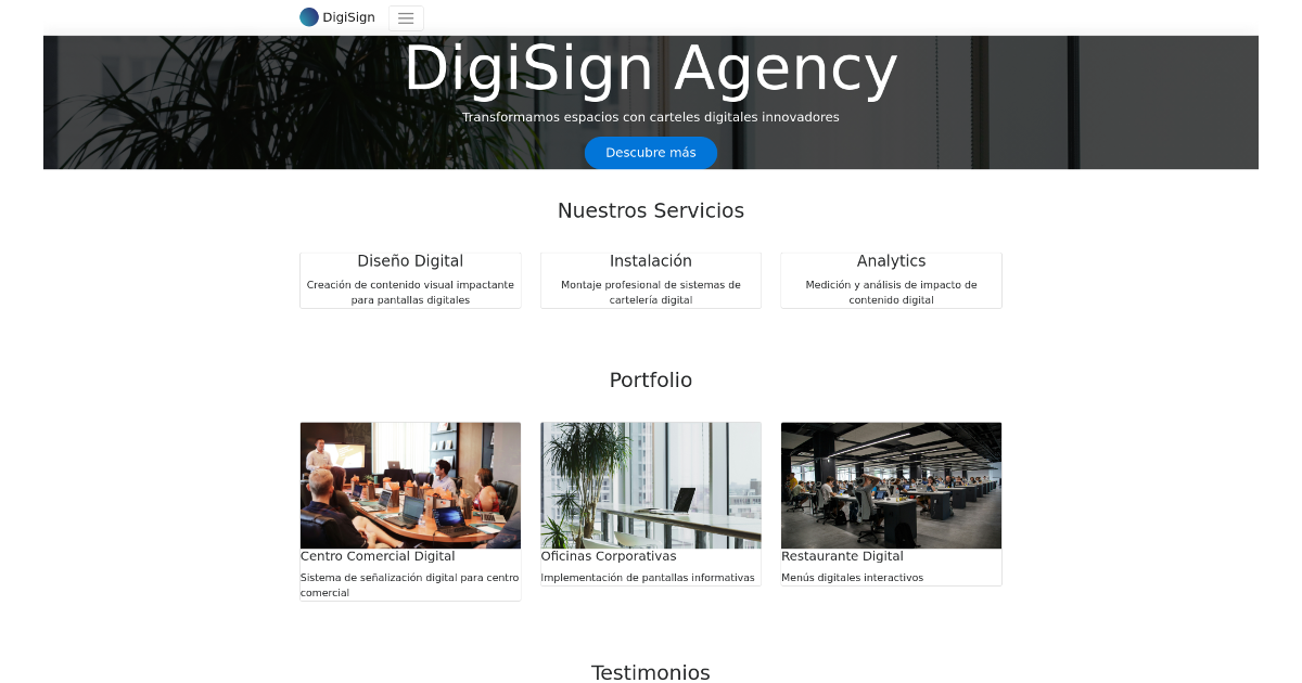 Digital Signage Landing - Free Html, Bootstrap Component