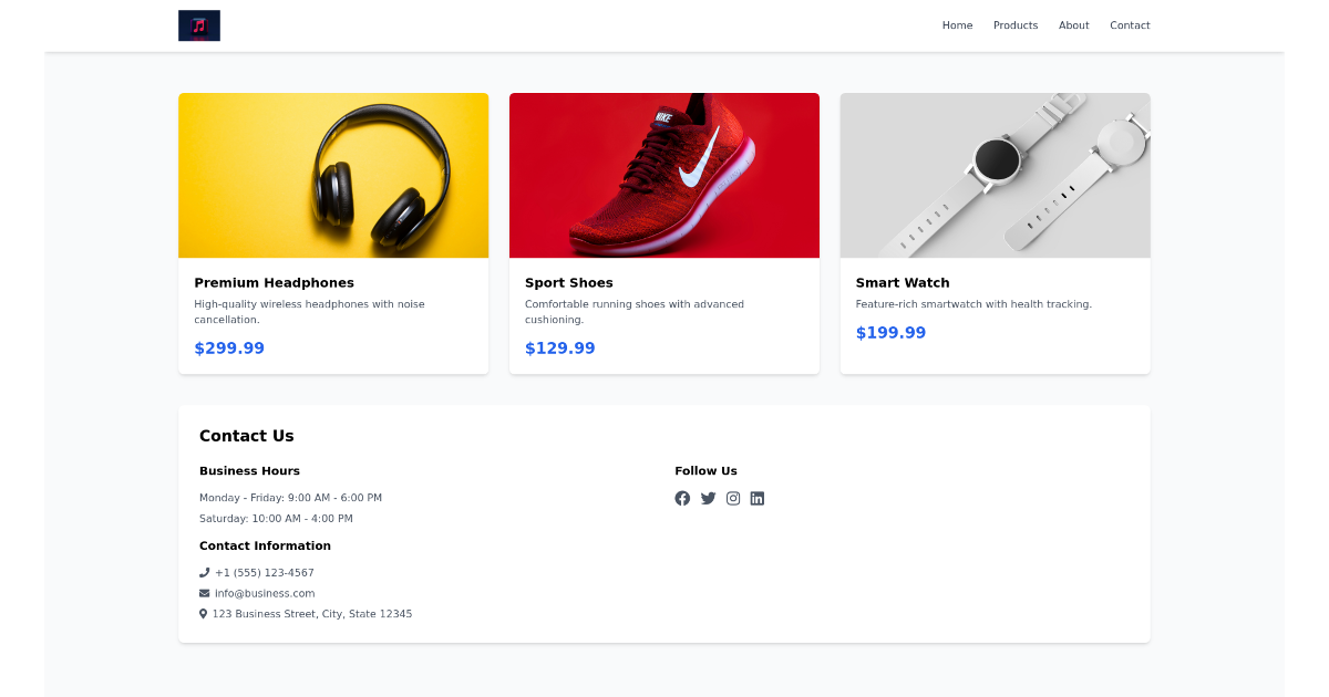 Business Product Showcase - Free Html, Tailwind Component