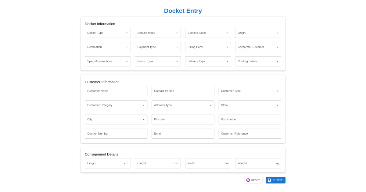 Docket Entry Form - Responsive React UI with MUI