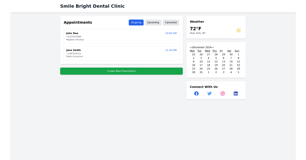 Dental Dashboard - Free React, Tailwind Component