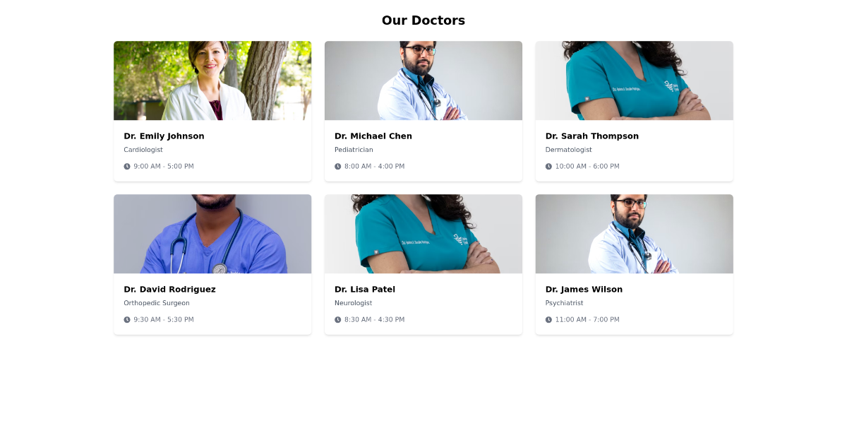 Doctor Grid - Free React, Tailwind Component