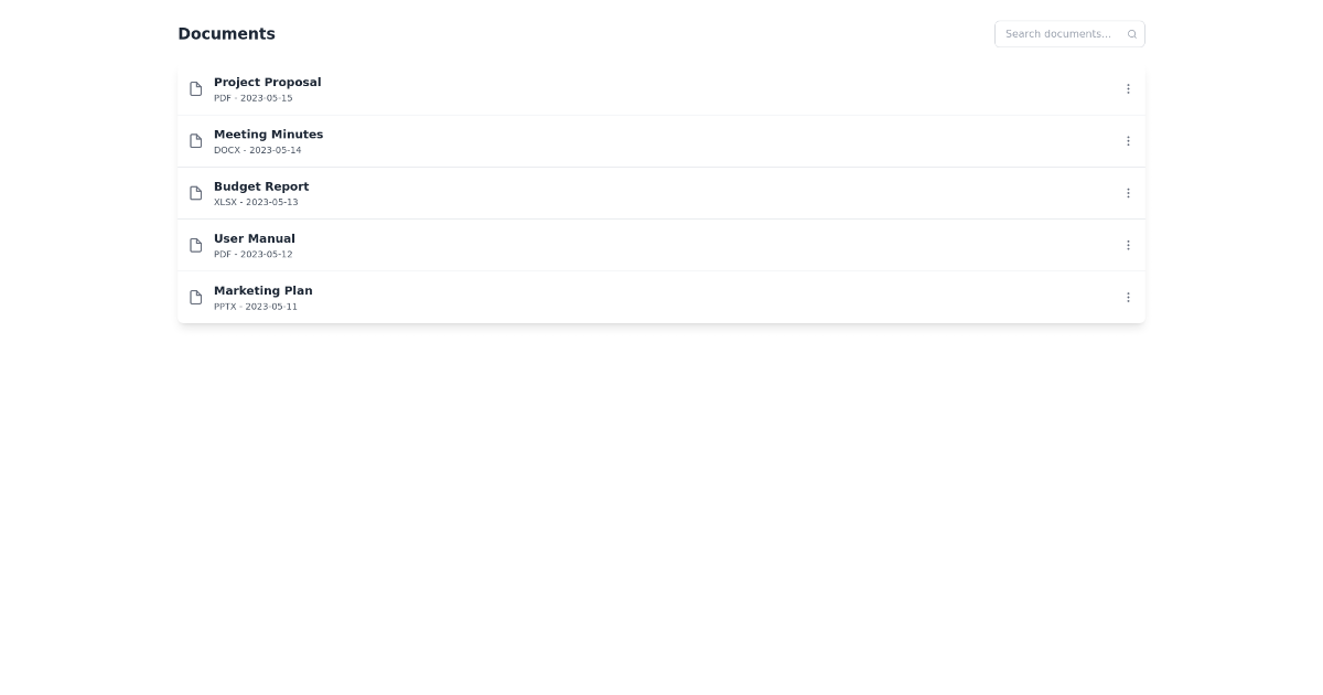 Document List - Free React, Tailwind Component