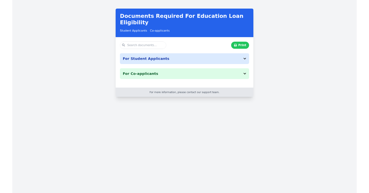 Documents Required Component - Free React, Tailwind Component