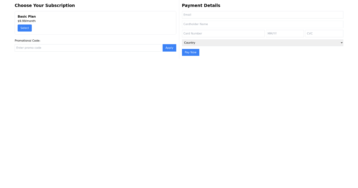 Subscription Checkout Interface - Free React, Tailwind Component