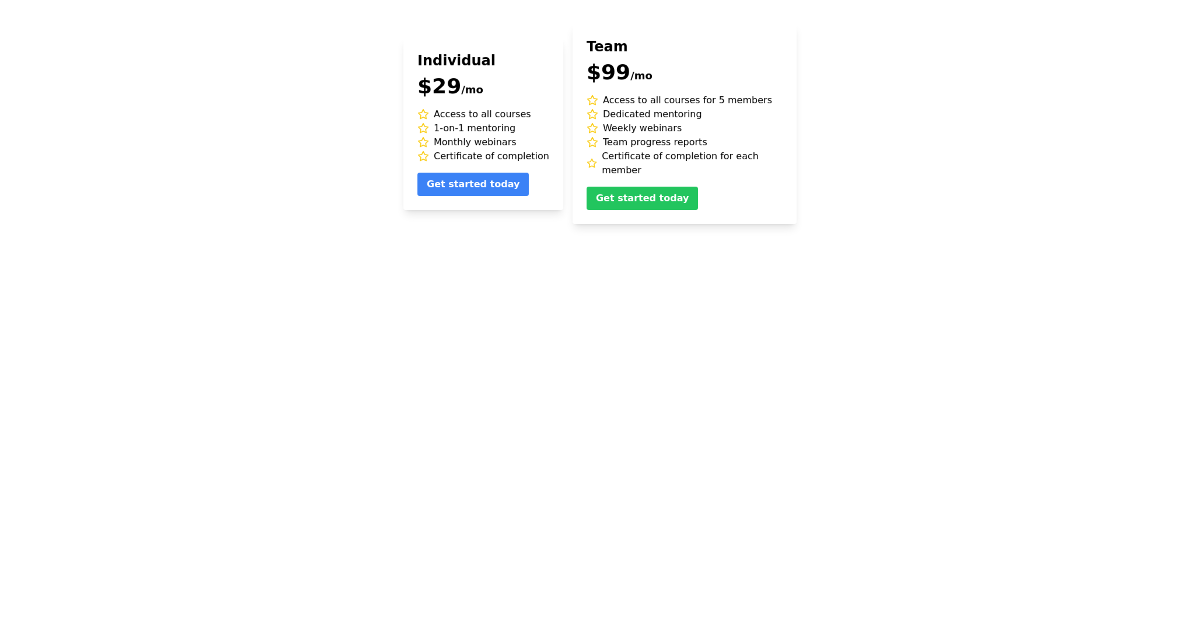 Pricing Options Table - Free React, Tailwind Component