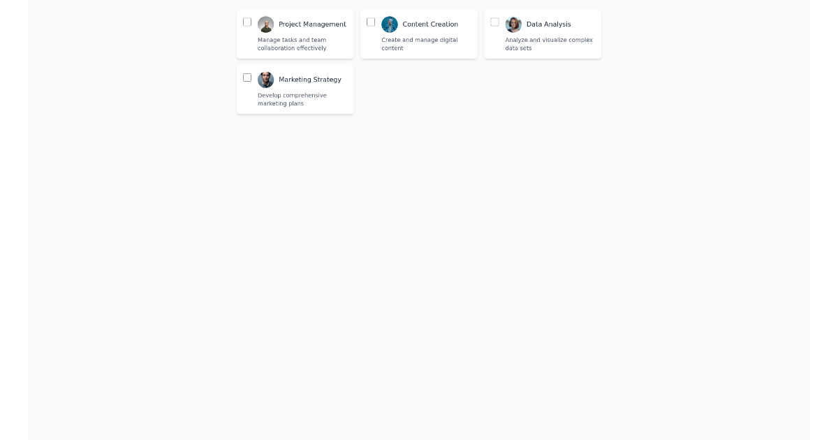 Dynamic Checkbox Cards - Free Html, Tailwind Component