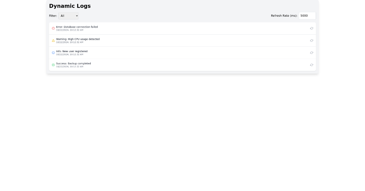 Logs Component - Free React, Tailwind Component