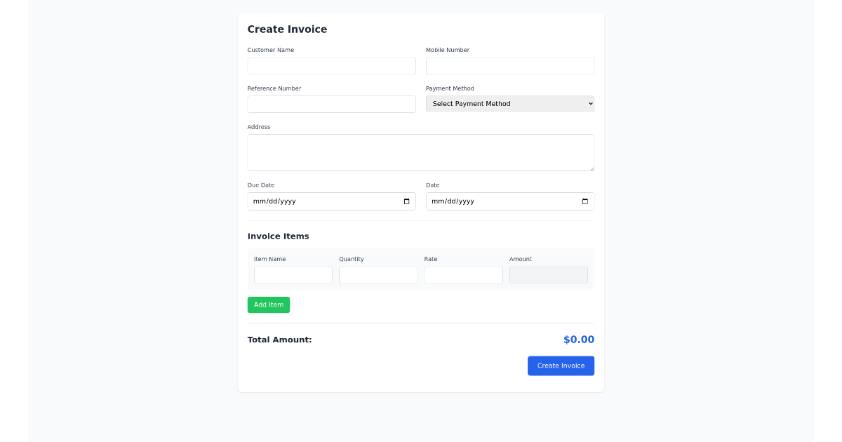 Dynamic Invoice Form - Free Html, Tailwind Component
