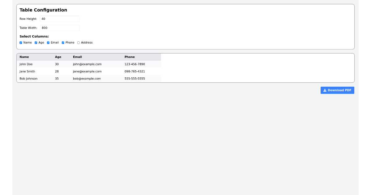 Dynamic Table - Free React, Tailwind Component