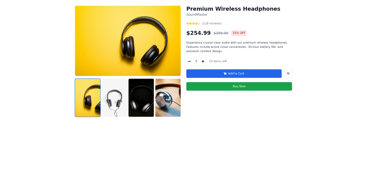 Product Page - Free React, Tailwind Component