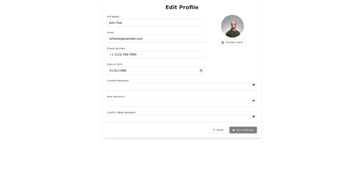 Profile Editor - Free React, Tailwind Component