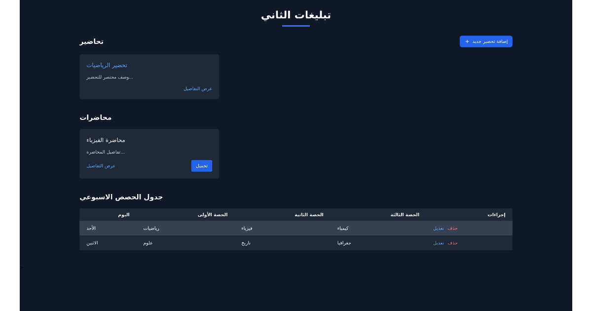 Educational Dashboard Interface - Free Html, Tailwind Component