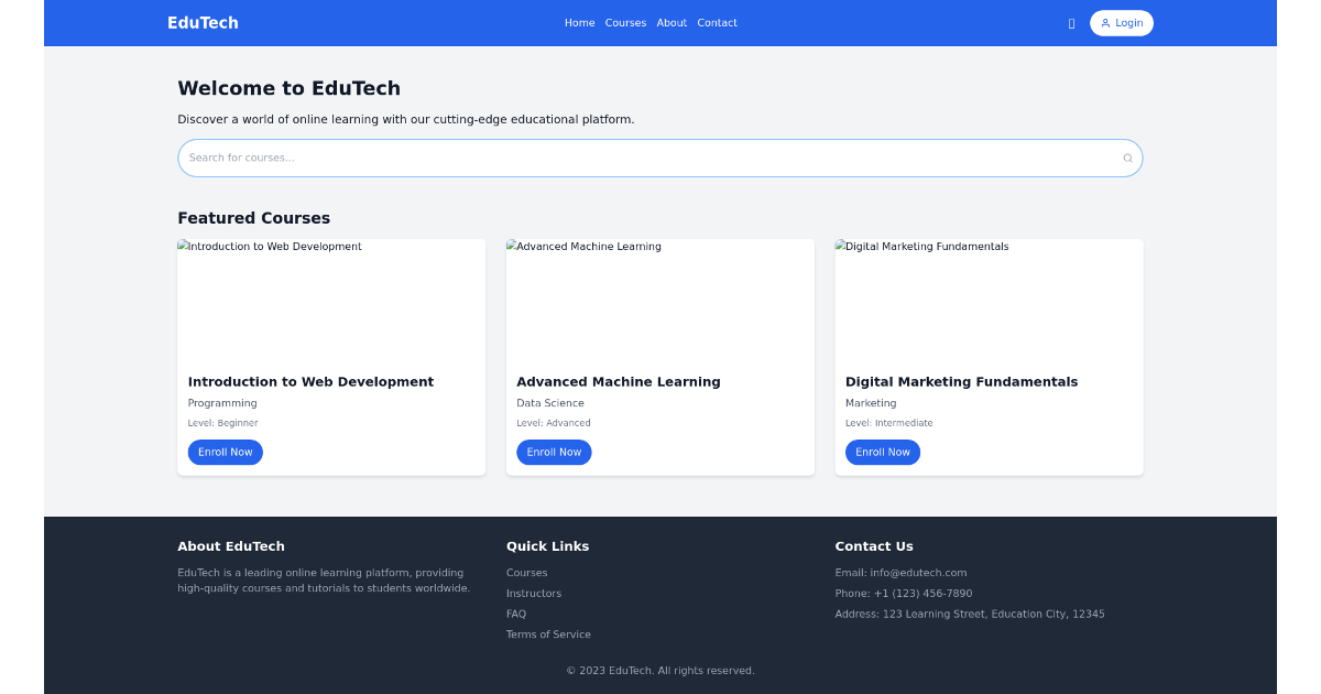 Educational Website Free React Tailwind Component