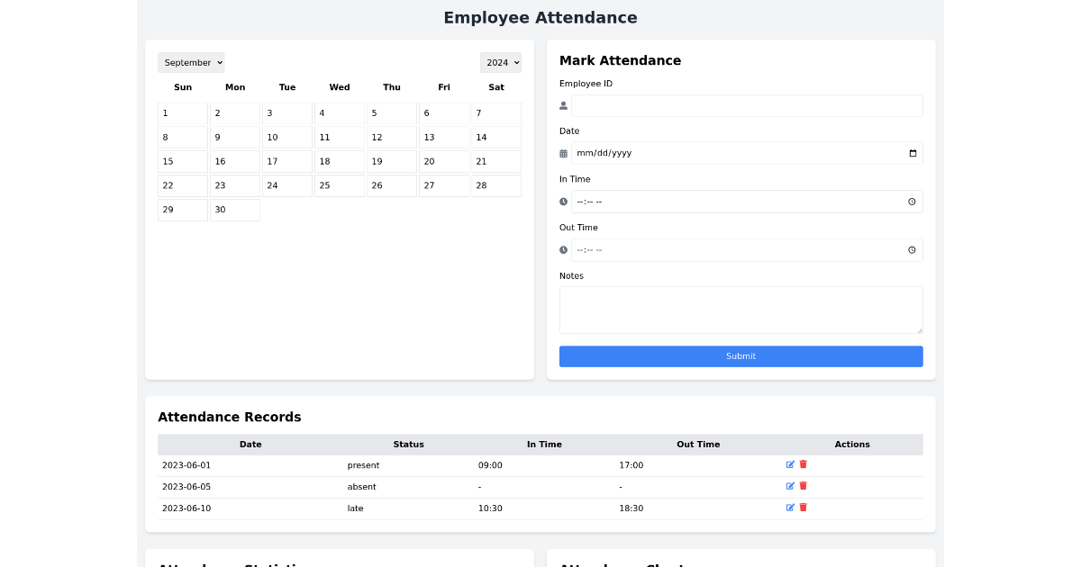 Employee Attendance - Free React, Tailwind Component