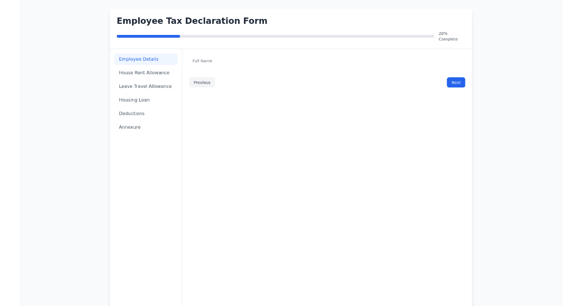 Tax Declaration Form - Free Angular, Tailwind Component